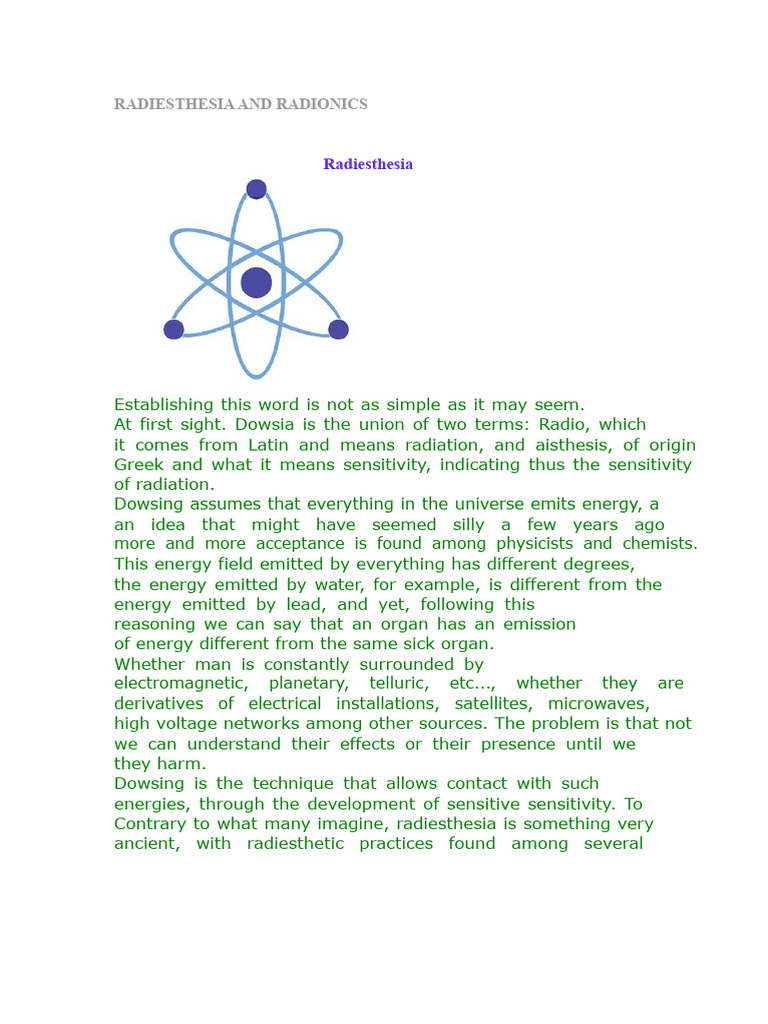 Radiesthesia and Radionics | PDF | Radiation | Energy (Esotericism)