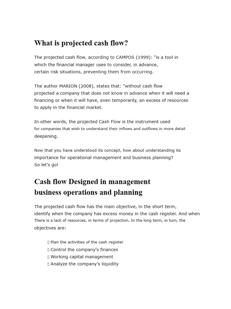 What Is Projected Cash Flow | PDF | Expense | Economies