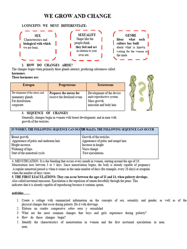 Worksheet We Grow and Change | PDF | Menstrual Cycle | Puberty
