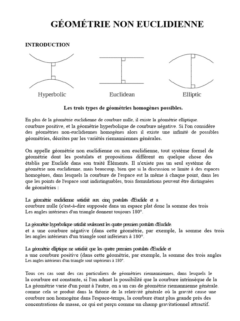 Introduction à la géométrie non euclidienne | PDF | Géométrie ...