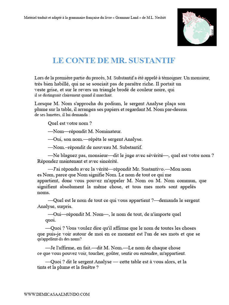 M. Nom et les Substantifs en Grammaire | PDF