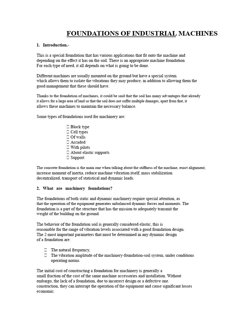 Industrial Machine Foundation Types | PDF | Machines | Engines