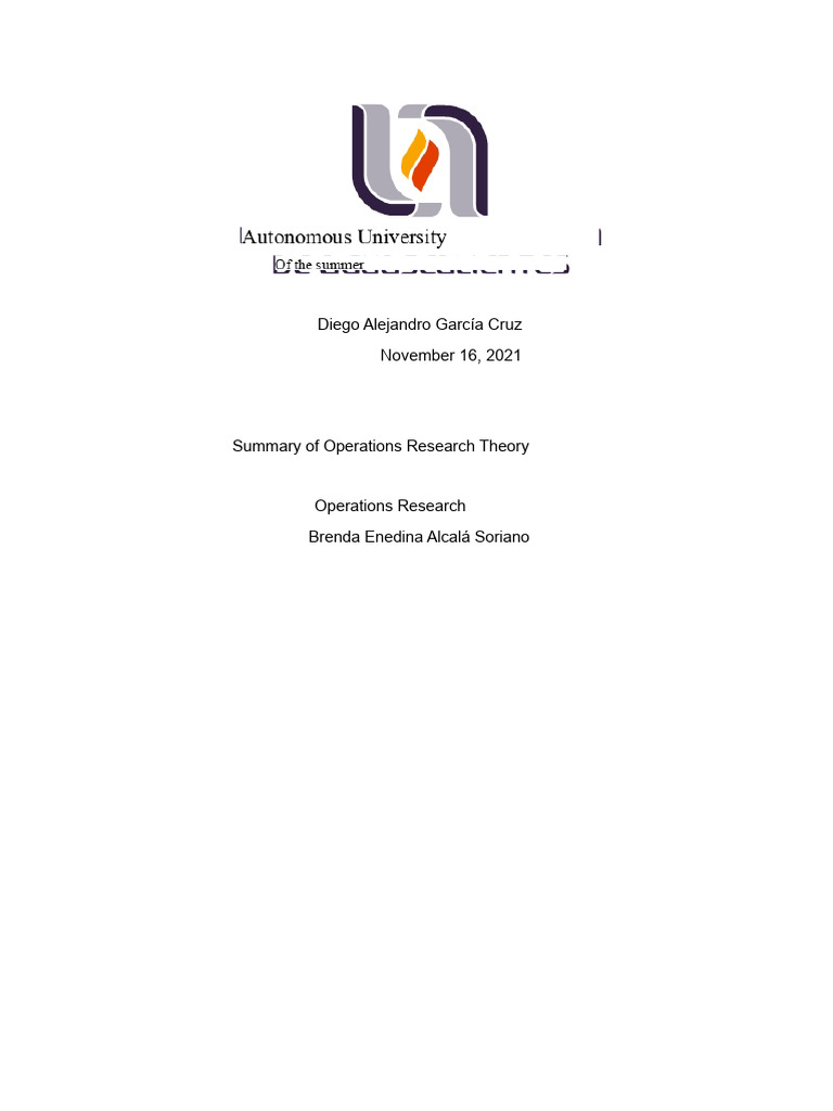 Summary of Operations Research Theory | PDF | Operations Research ...