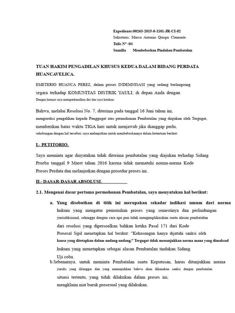 Pembatalan Proses Perdata Huancavelica | PDF