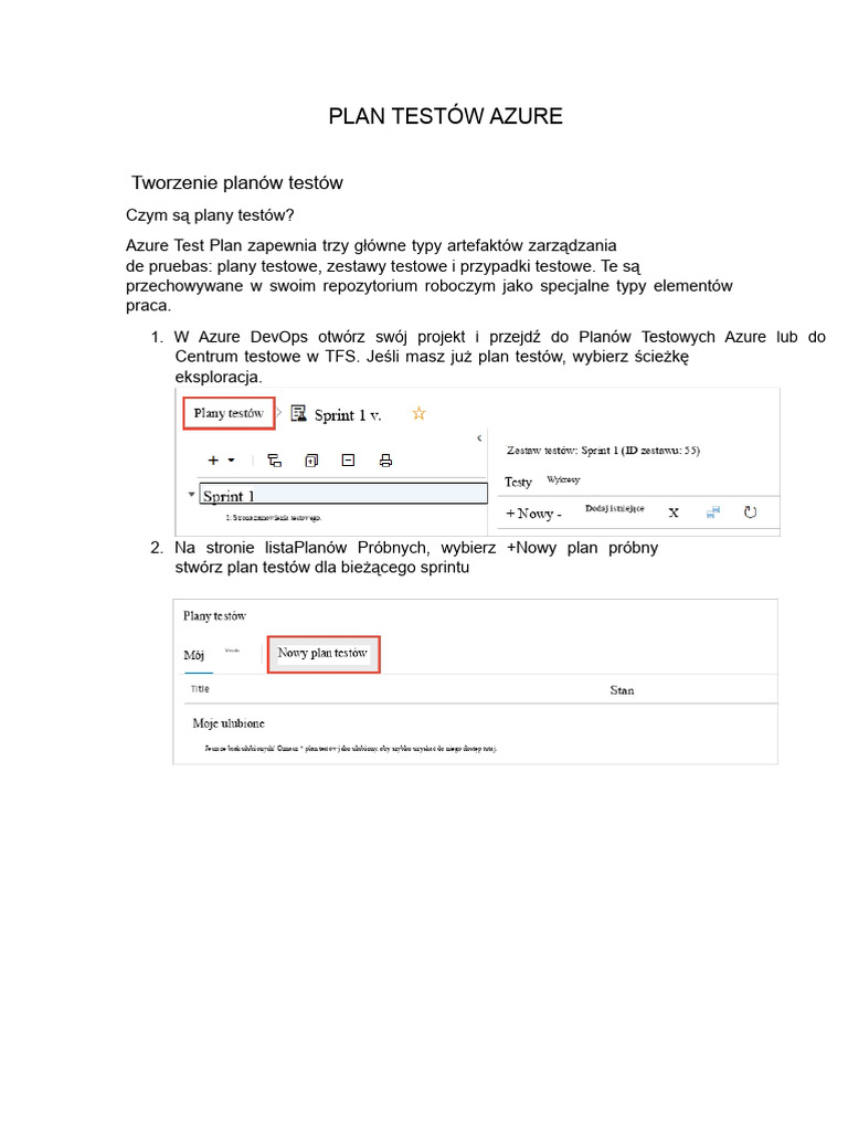 Plan Testów Azure | PDF