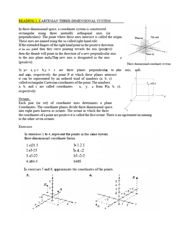Reading 1 Three Dimensional Cartesian System Pdf