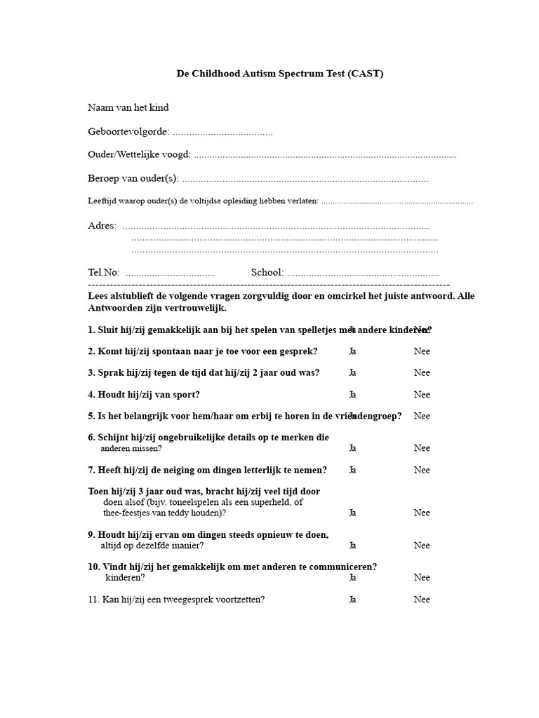 CAST Test | PDF