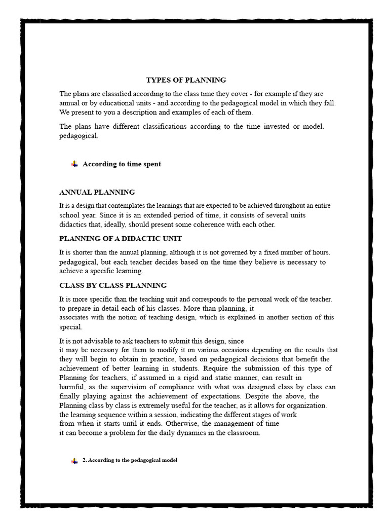 Types of Educational Planning Explained | PDF | Pedagogy ...