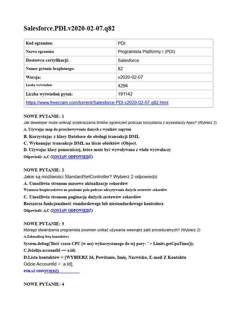 Przygotowanie Do Salesforce PD1 | PDF