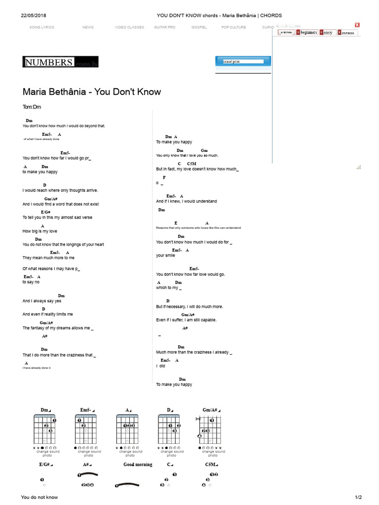 You Don't Know Chord - Maria Bethânia - Chords | PDF | Albums | Sound ...