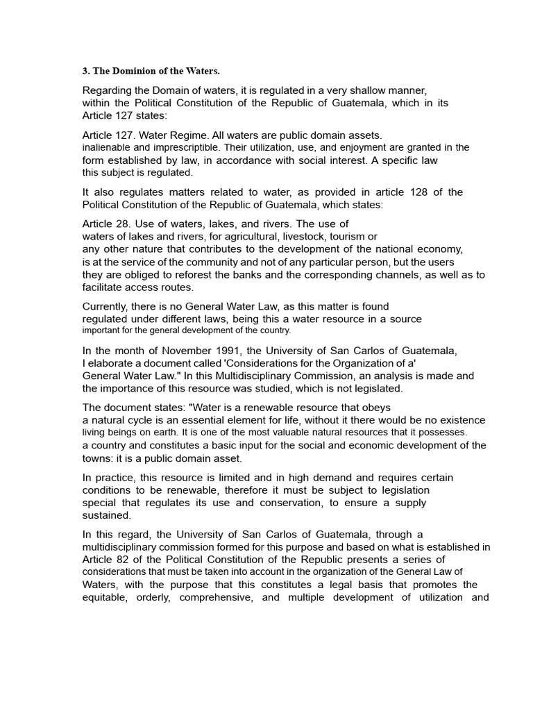 Guatemalan Water Law Overview and Challenges | PDF | Water | Drinking Water