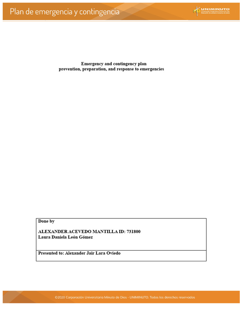 Emergency and Contingency Plan Guide | PDF | Emergency | Risk