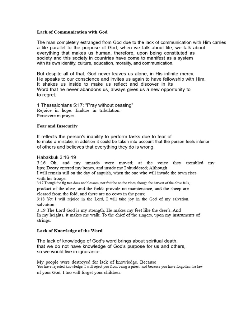 Lack of Communication With God | PDF
