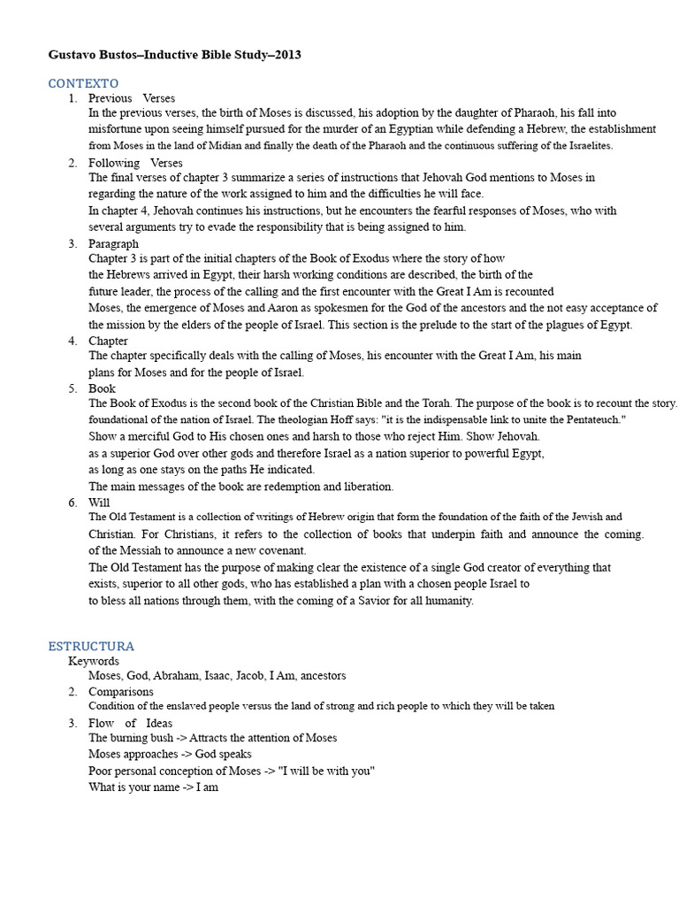 Observation, Interpretation, Application - Exodus 3 | PDF | Moses ...