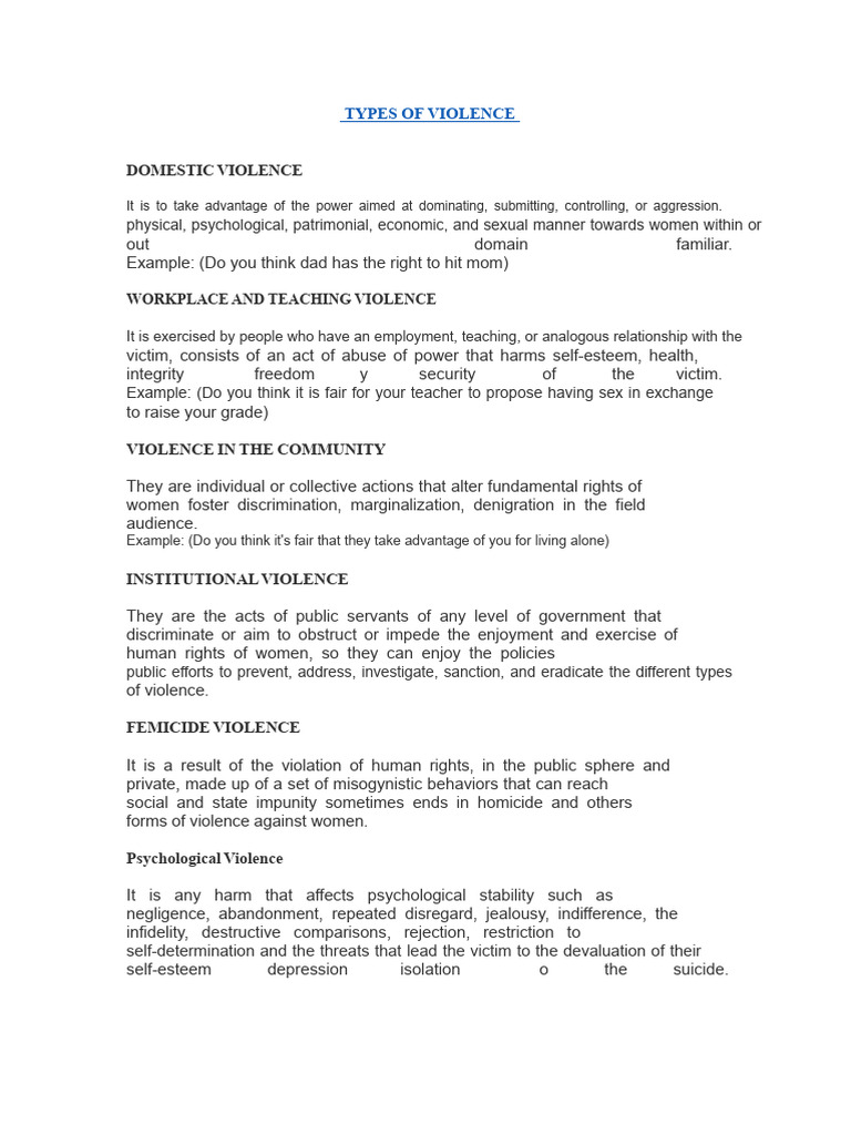 Understanding Types of Violence Against Women | PDF | Psychological ...