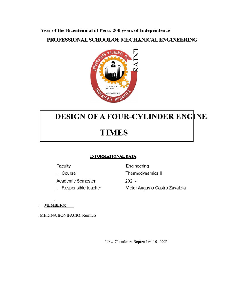 Four-Stroke Engine Design Overview | PDF | Engines | Internal ...