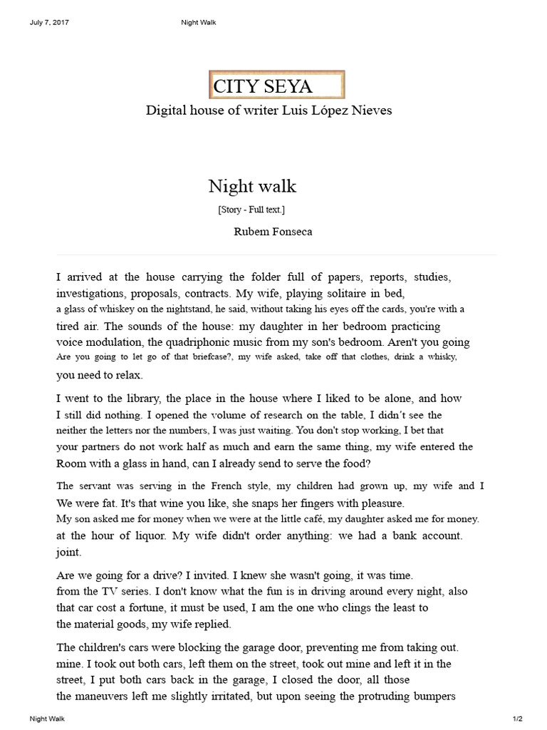 Night Walk: A Dark Short Story | PDF