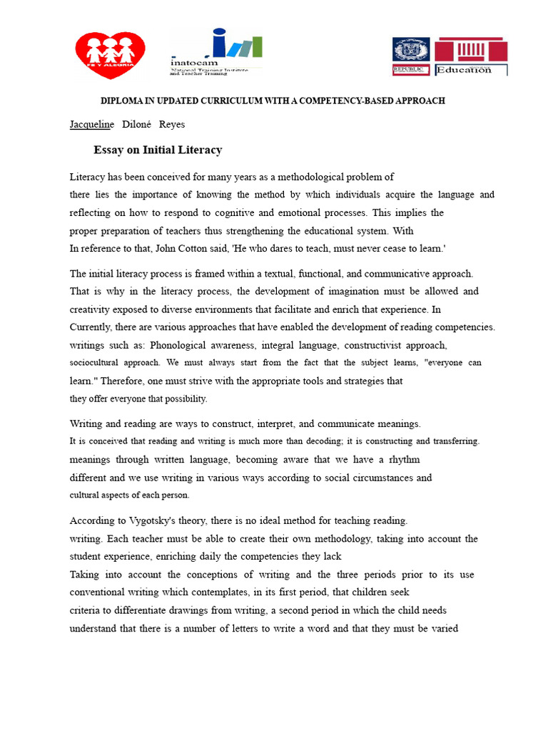 Essay On Literacy | PDF | Literacy | Constructivism (Philosophy Of ...