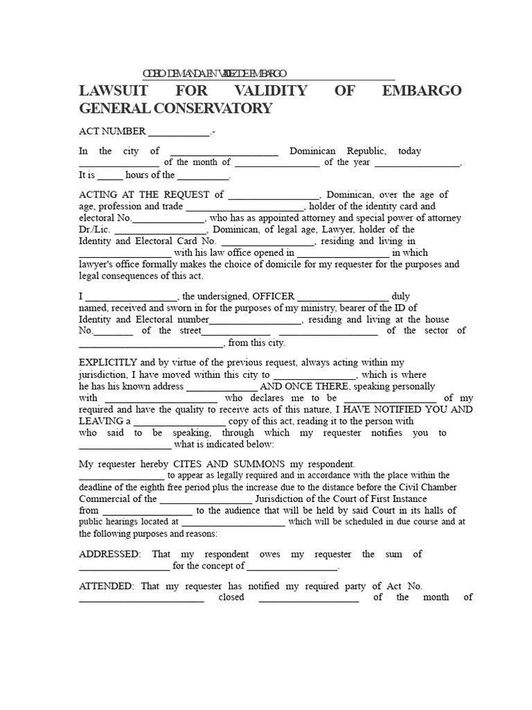 Lawsuit for Validity of Embargo | PDF | Lawsuit | Lawyer