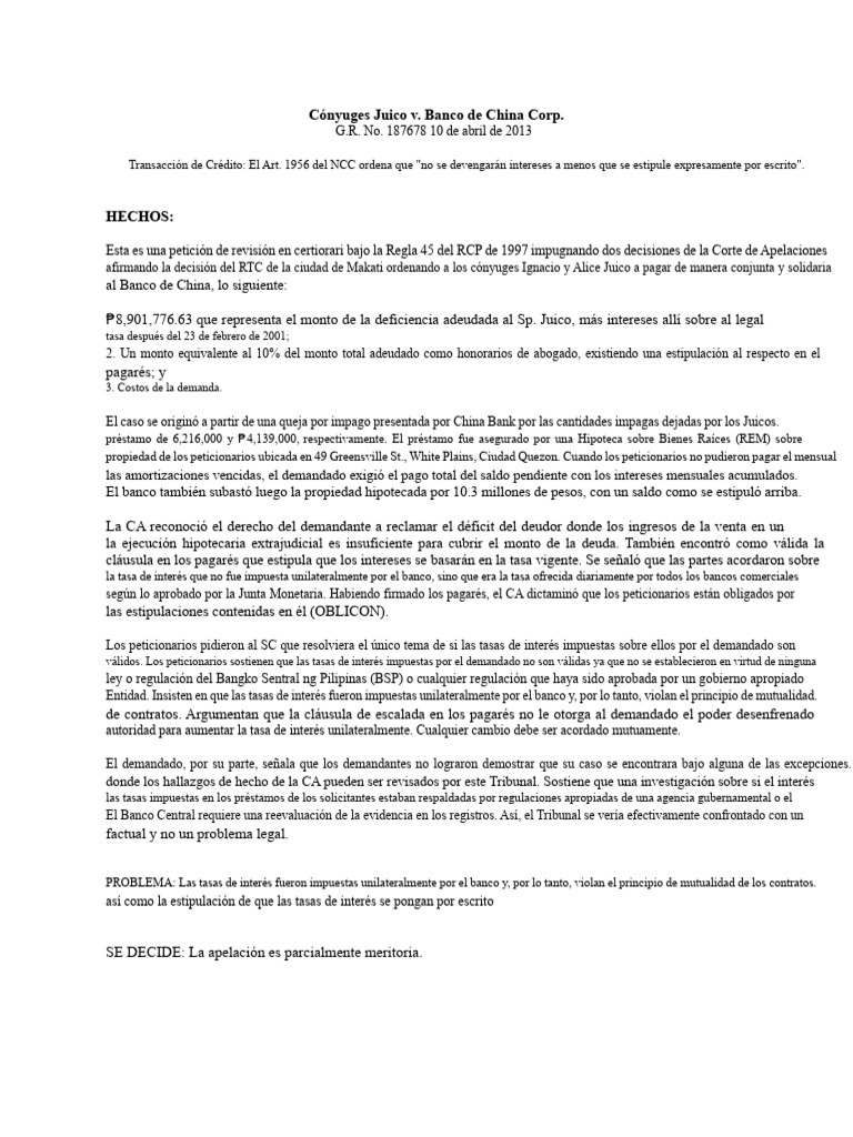 Sp. Juico Contra China Bank | PDF | Bancos | Economias
