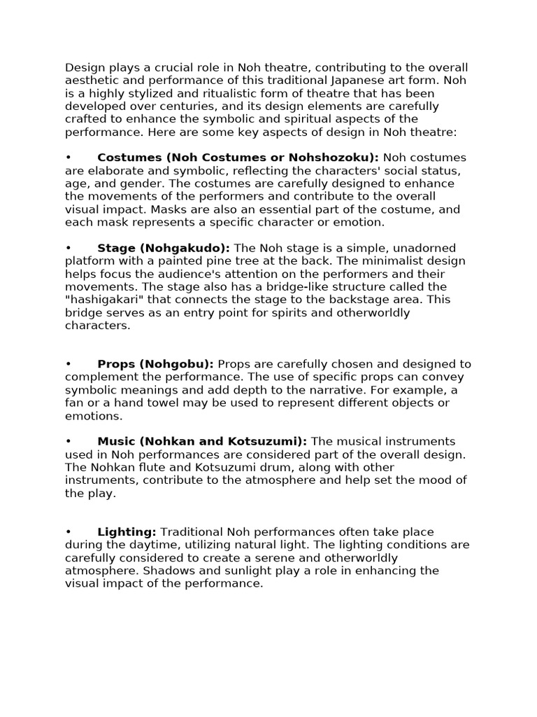 Design Elements in Noh Theatre | PDF