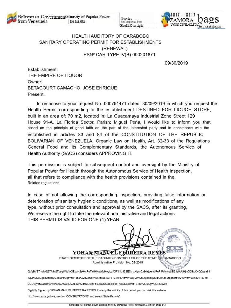 Sanitary Permit | PDF | Government