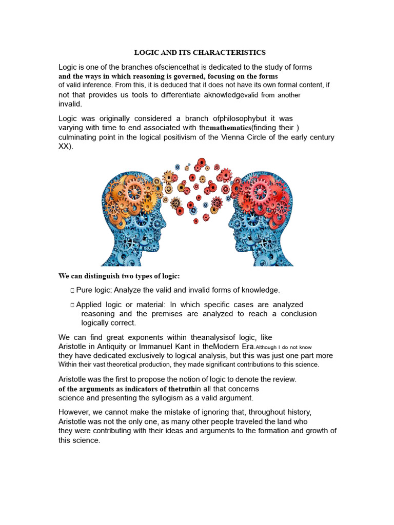 Logic and Its Characteristics Enef | PDF | Logic | Deductive Reasoning