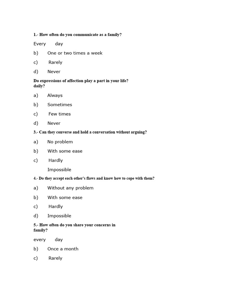Family Communication and Values Survey | PDF | Chess Theory