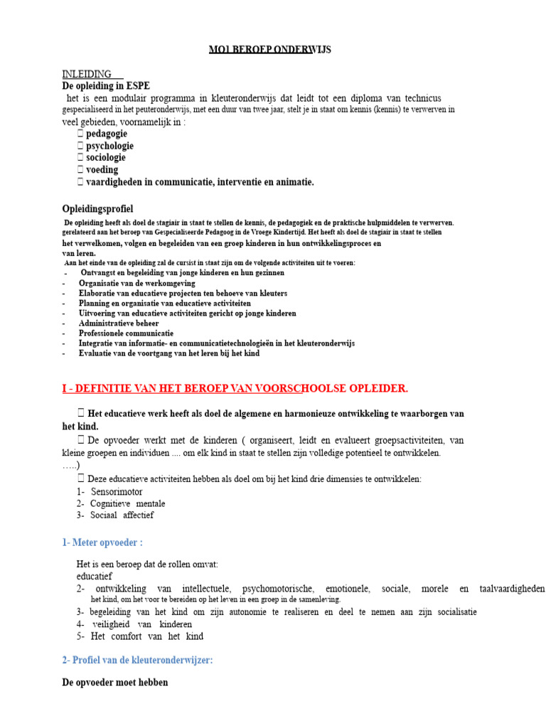 Module 1 Beroep Educator | PDF