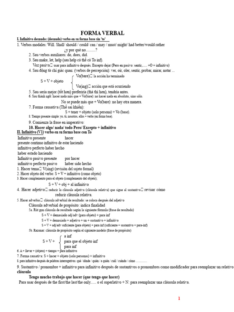 Cambio de Forma Verbal Teoría Ejercicio Con Claves | PDF | Verbo | Adverbio