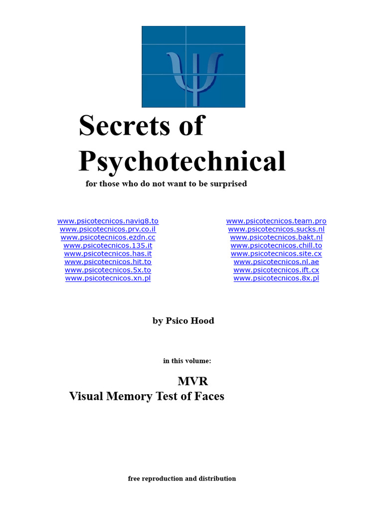 MVR - Visual Memory Test of Faces | PDF | Psychology | Cognition