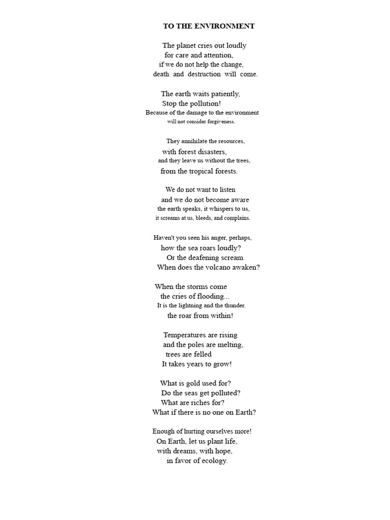 Poem To The Environment | PDF