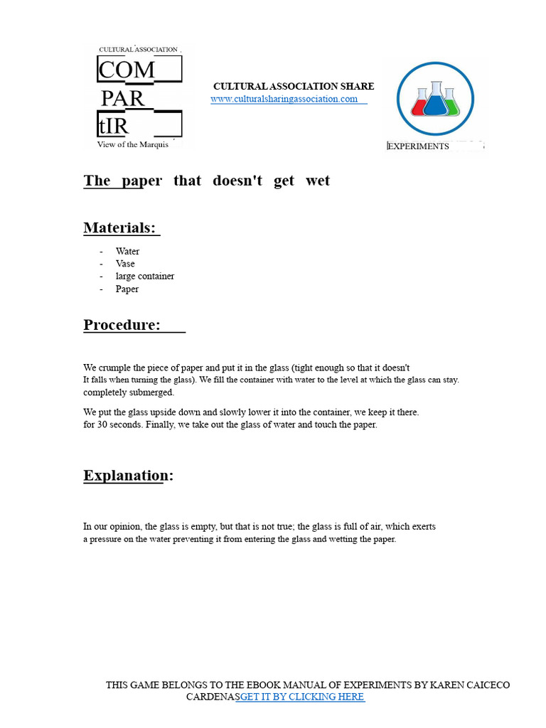 Water-Resistant Paper Experiment | PDF
