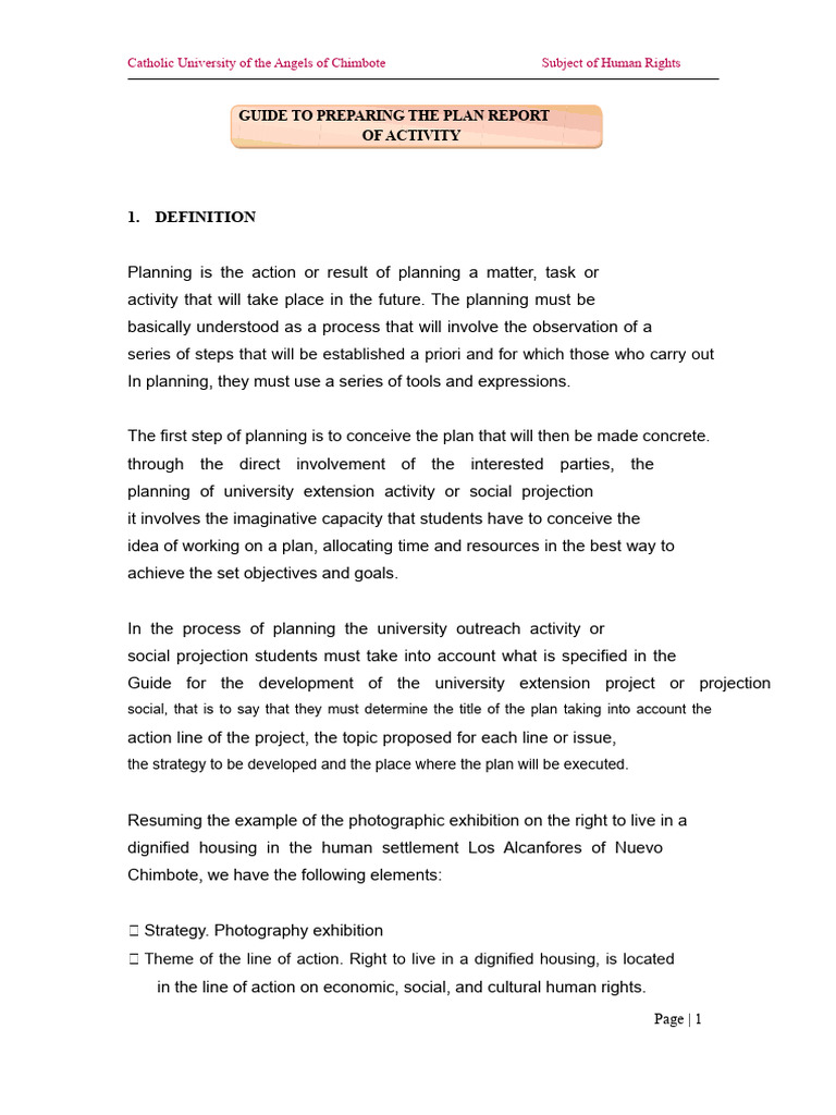 How To Elaborate The Activities Report PDF | PDF | Planning | Budget