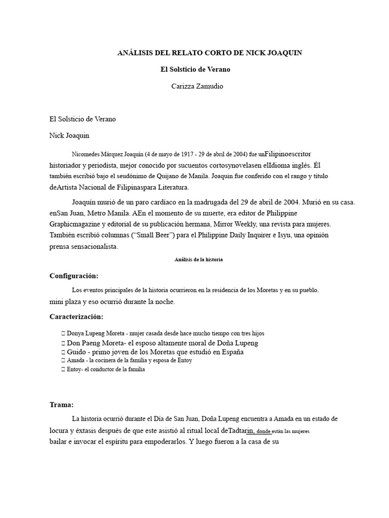 Análisis de "El Solsticio de Verano" | PDF