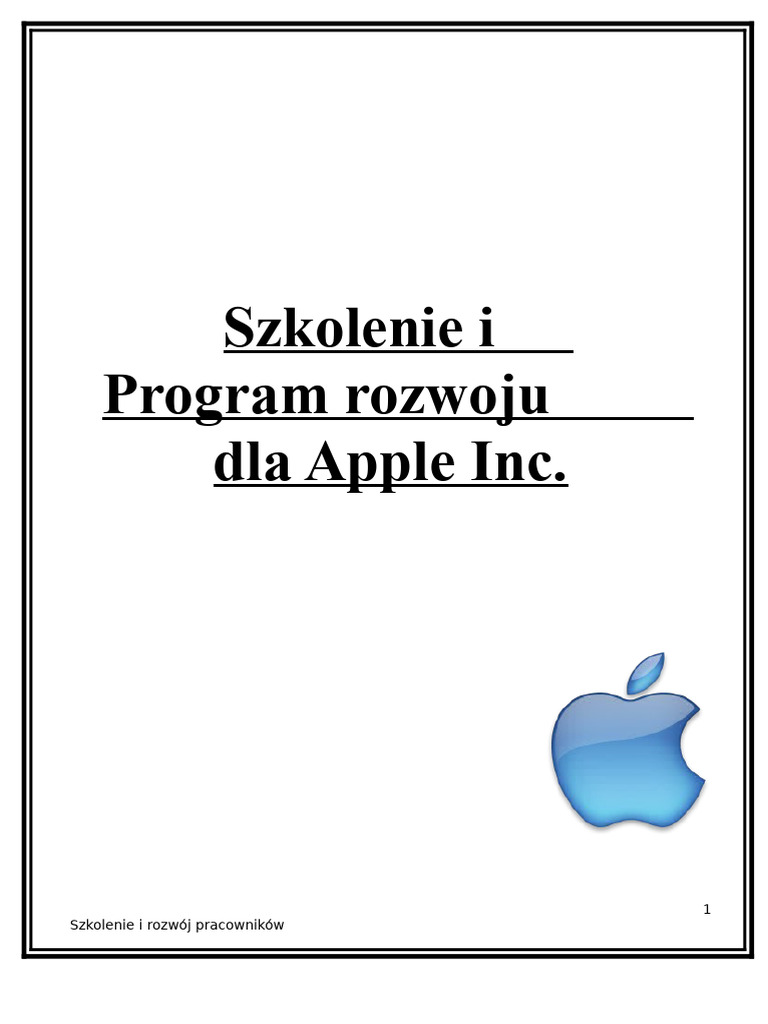 Program Szkoleniowy I Rozwojowy Dla Apple Inc | PDF