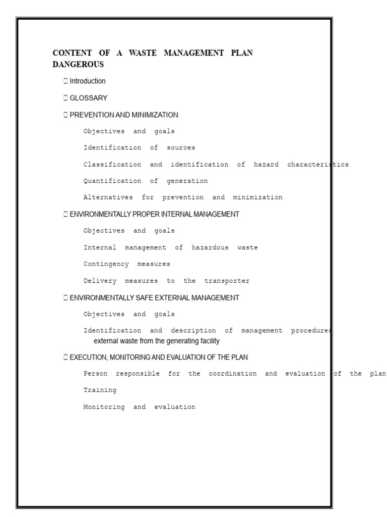 Content of A Hazardous Waste Management Plan | PDF | Waste | Hazardous ...