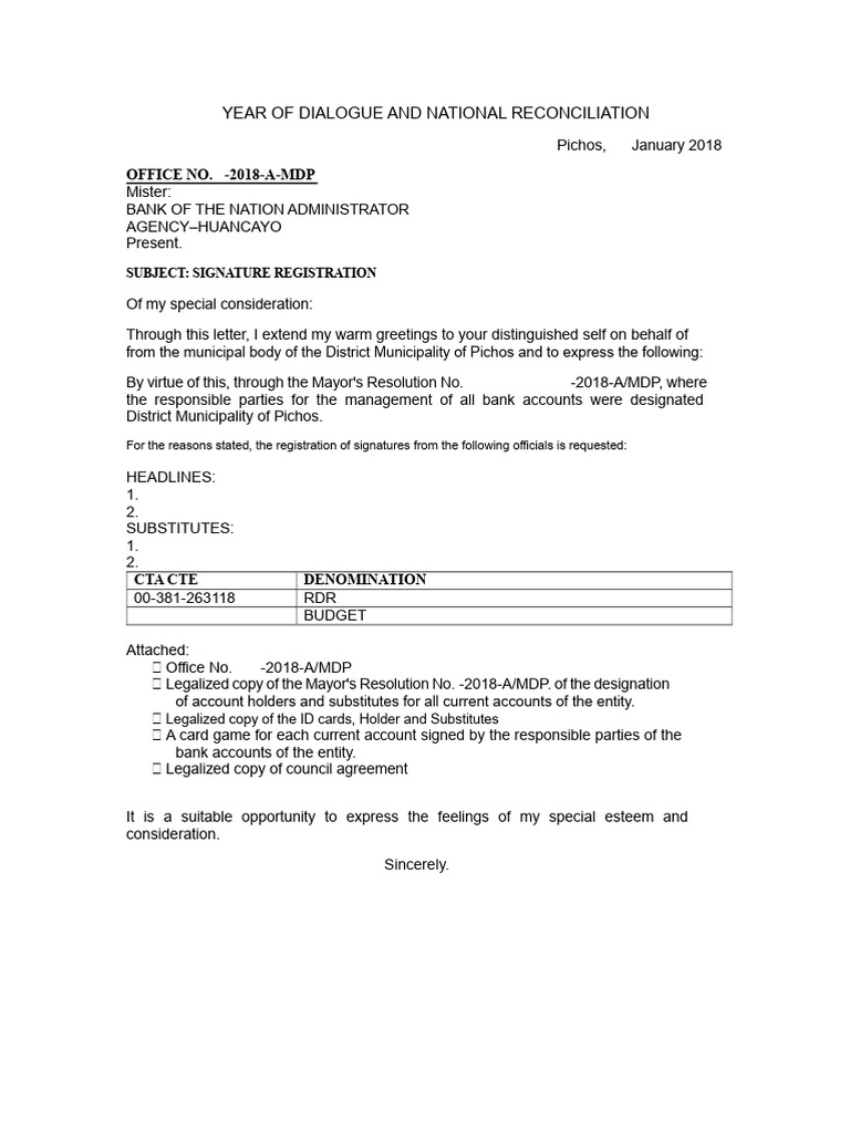 Signature Register Bank of The Nation Unique | PDF