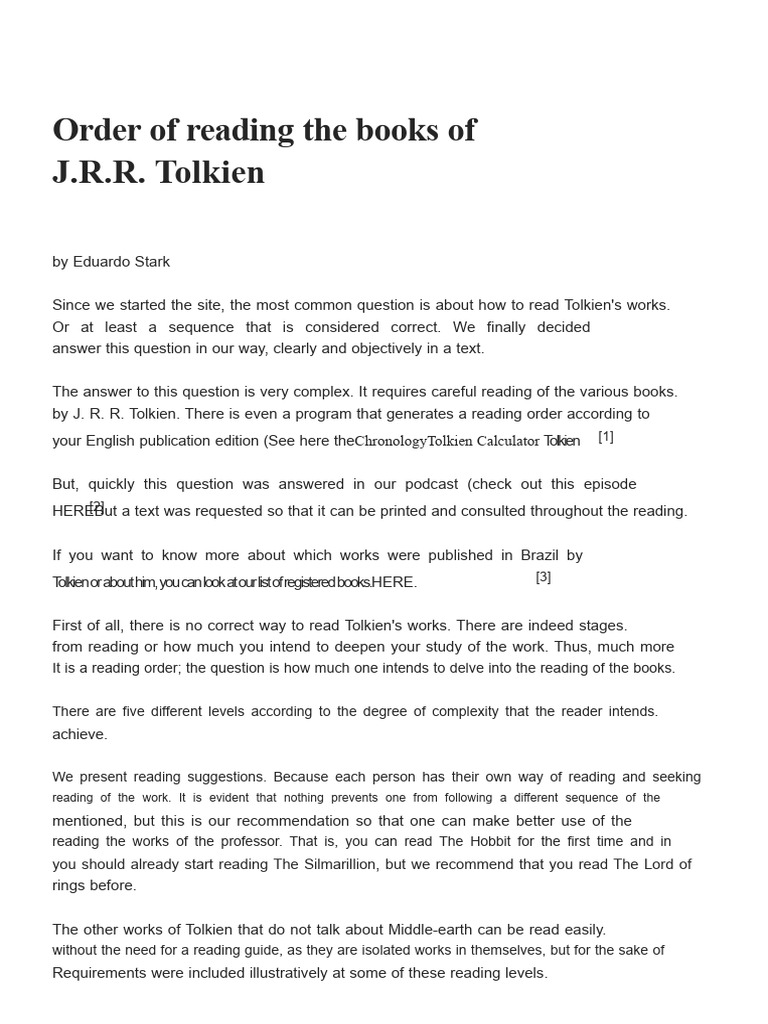 Reading Order of J.R.R. Books | PDF | The Lord Of The Rings | Middle Earth