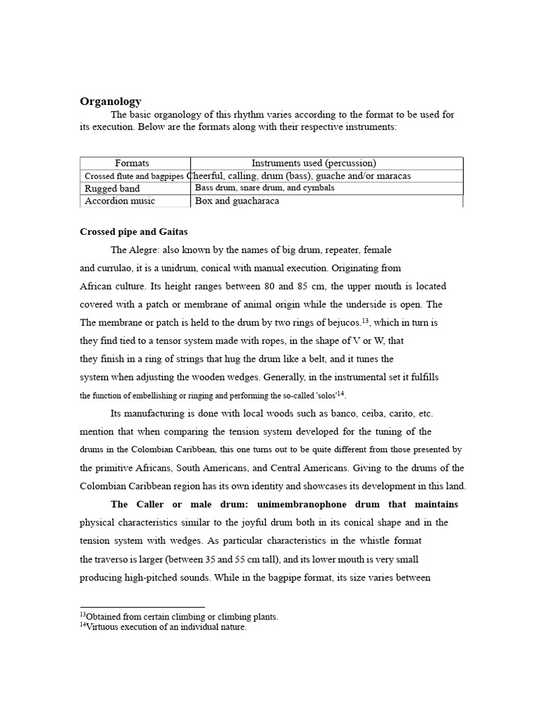 Organology of Colombian Cumbia | PDF | Musical Instruments | Drum