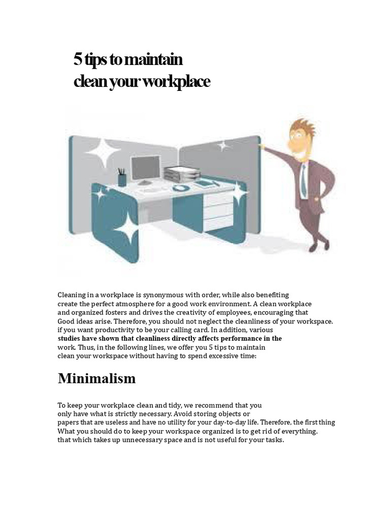 5 Tips To Keep Your Workplace Clean | PDF
