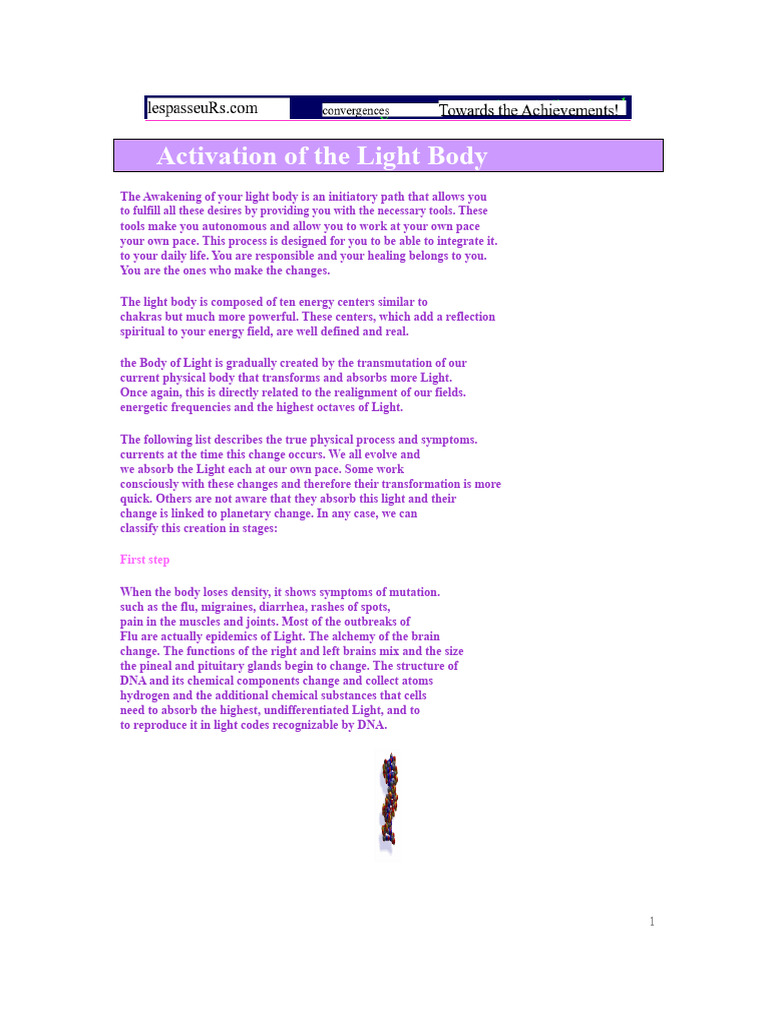 Activation of The Light Body | PDF | Light | Thought
