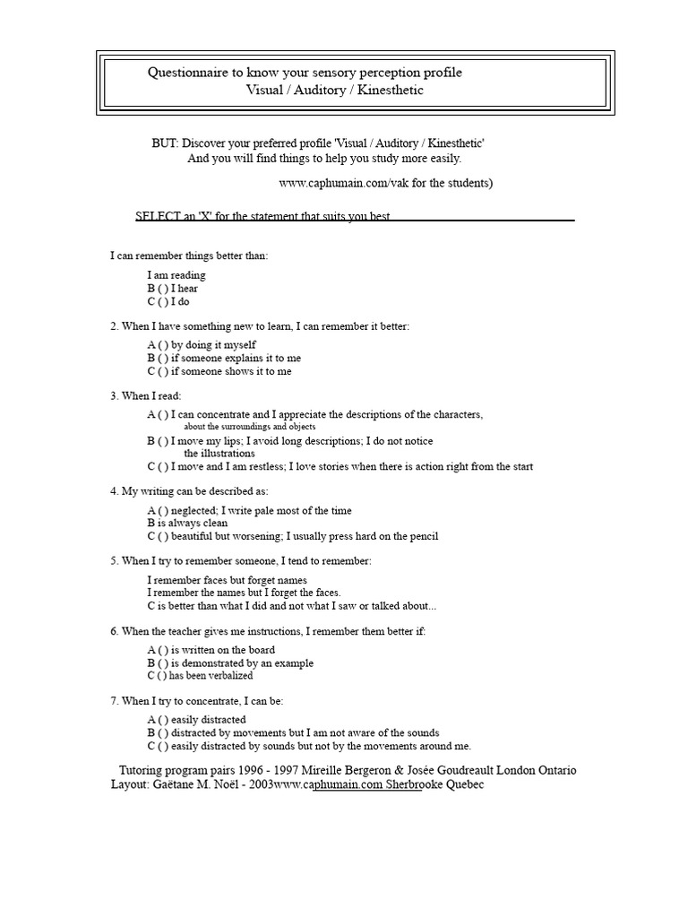 Assessing Your Child's Learning Style | PDF | Learning Styles | Cognition