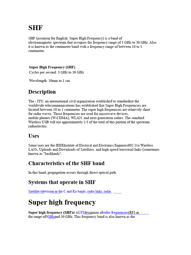 Description: Super High Frequency (SHF) | PDF | Radio Spectrum ...