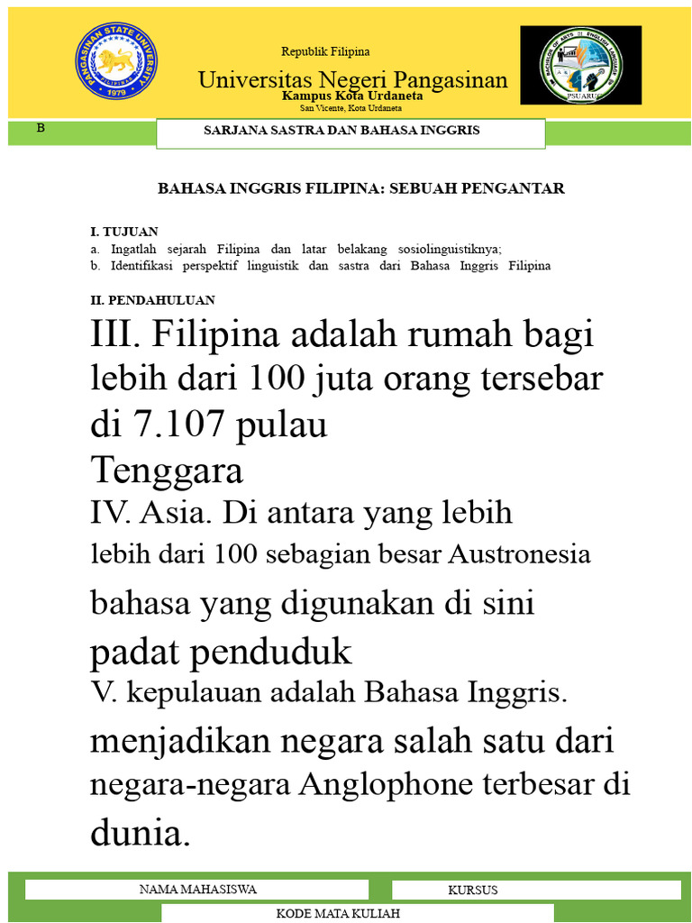 Bahasa Inggris di Filipina: Pengantar | PDF