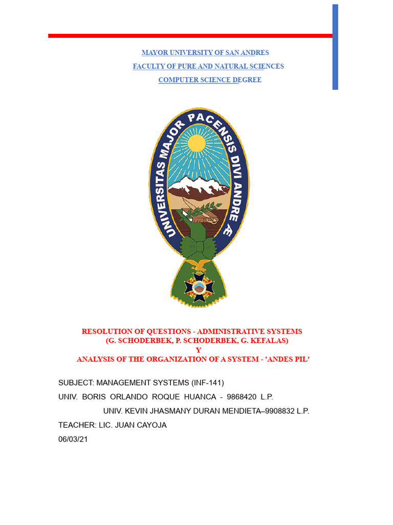 Resolution of Questions and Analysis of The Organization of A System ...