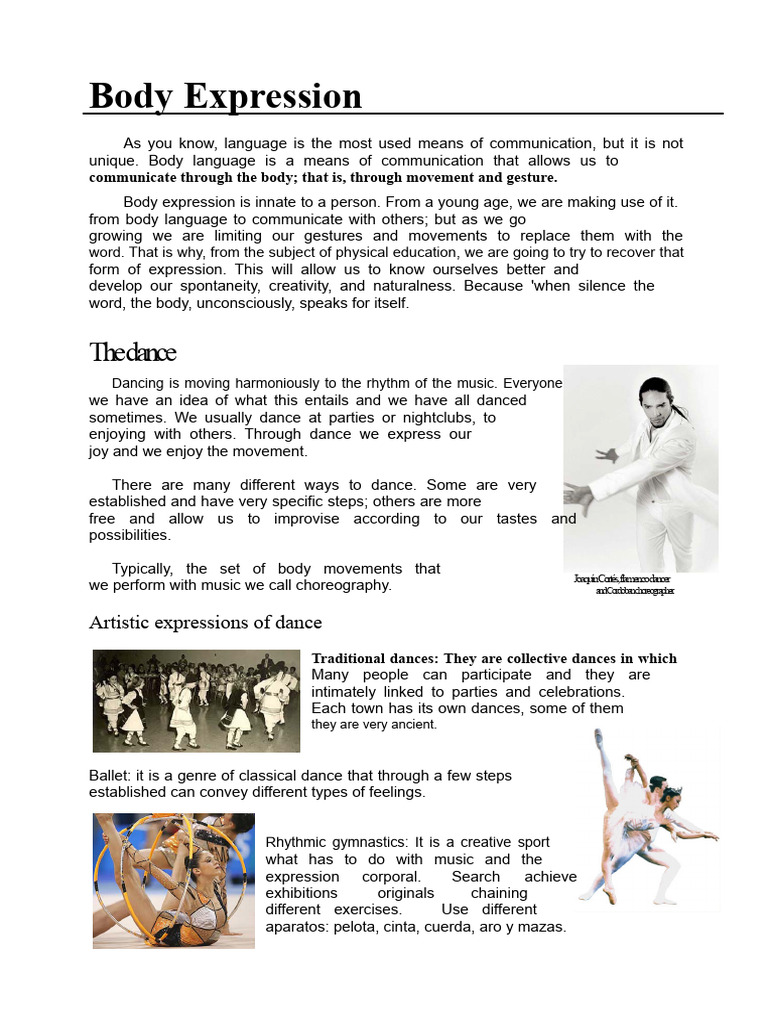 Understanding Body Expression and Dance | PDF | Dances | Gesture