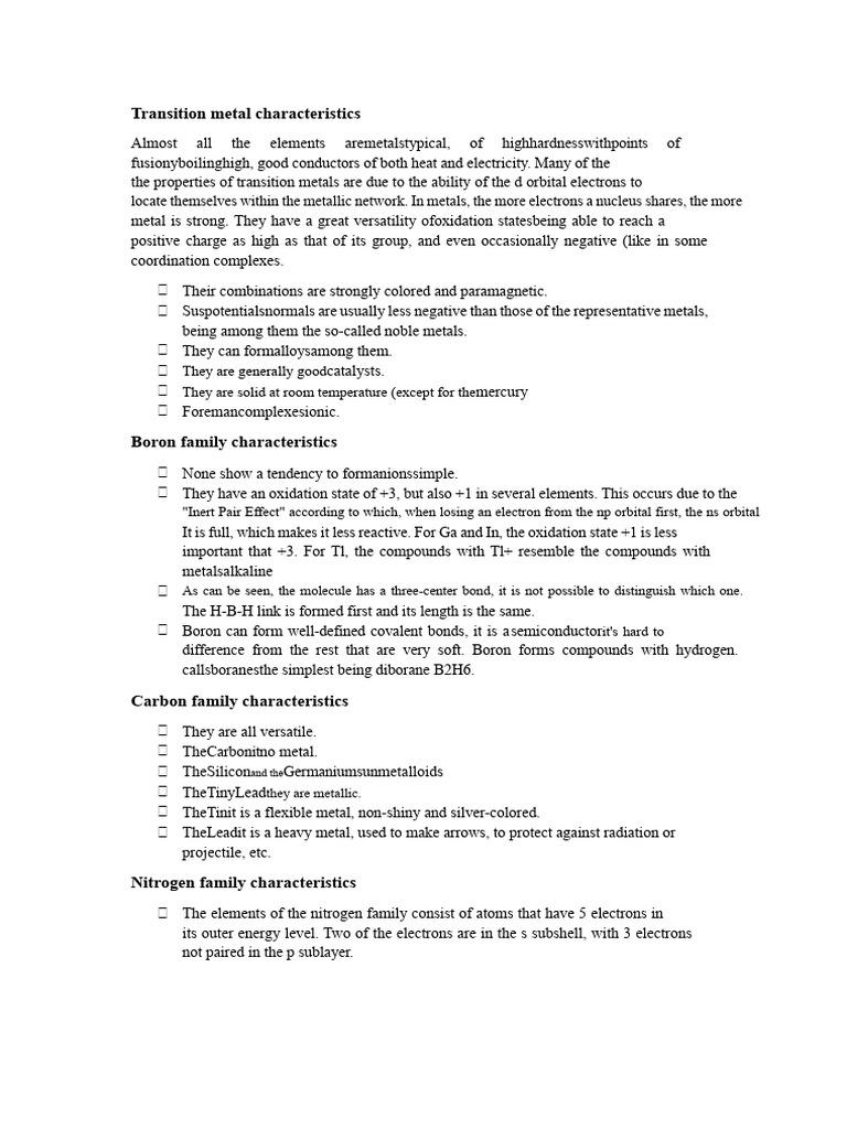 Transition Metal Characteristics | PDF | Periodic Table | Nitrogen