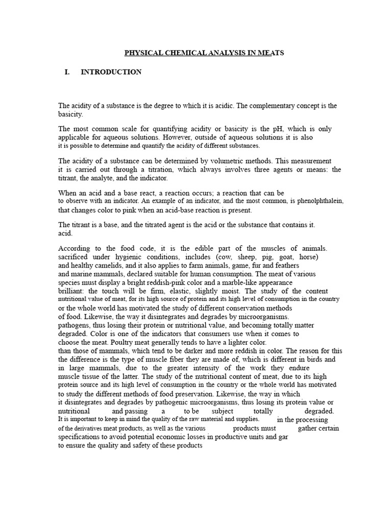 PHYSICAL-CHEMICAL ANALYSIS IN MEATS Final | PDF | Titration | Chemistry