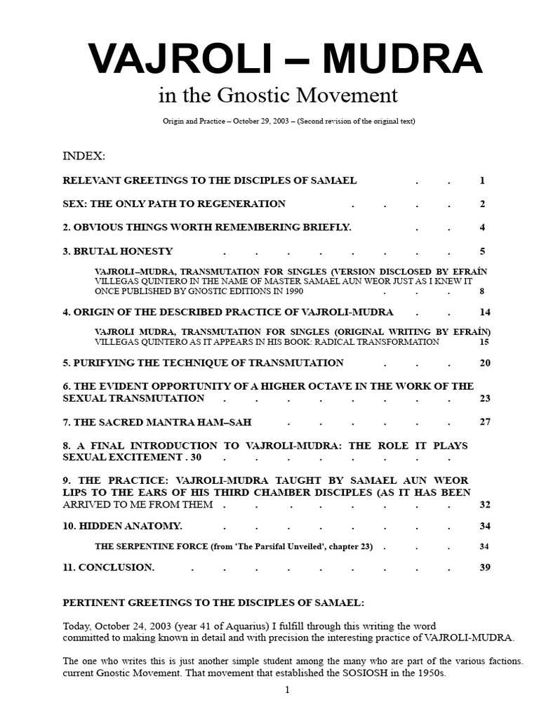 Vajroli Mudra Gnosis | PDF